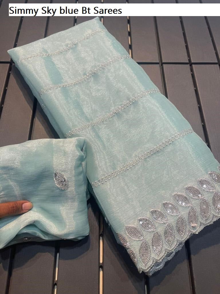 Simmy Sky Blue Bt Sarees – Heriska