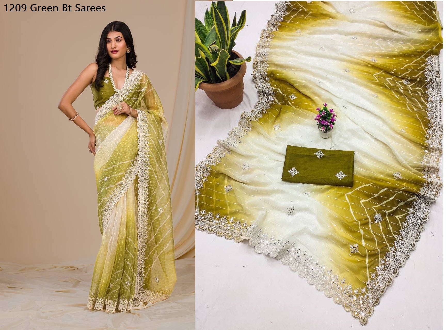 1209 Green Bt Sarees – Heriska