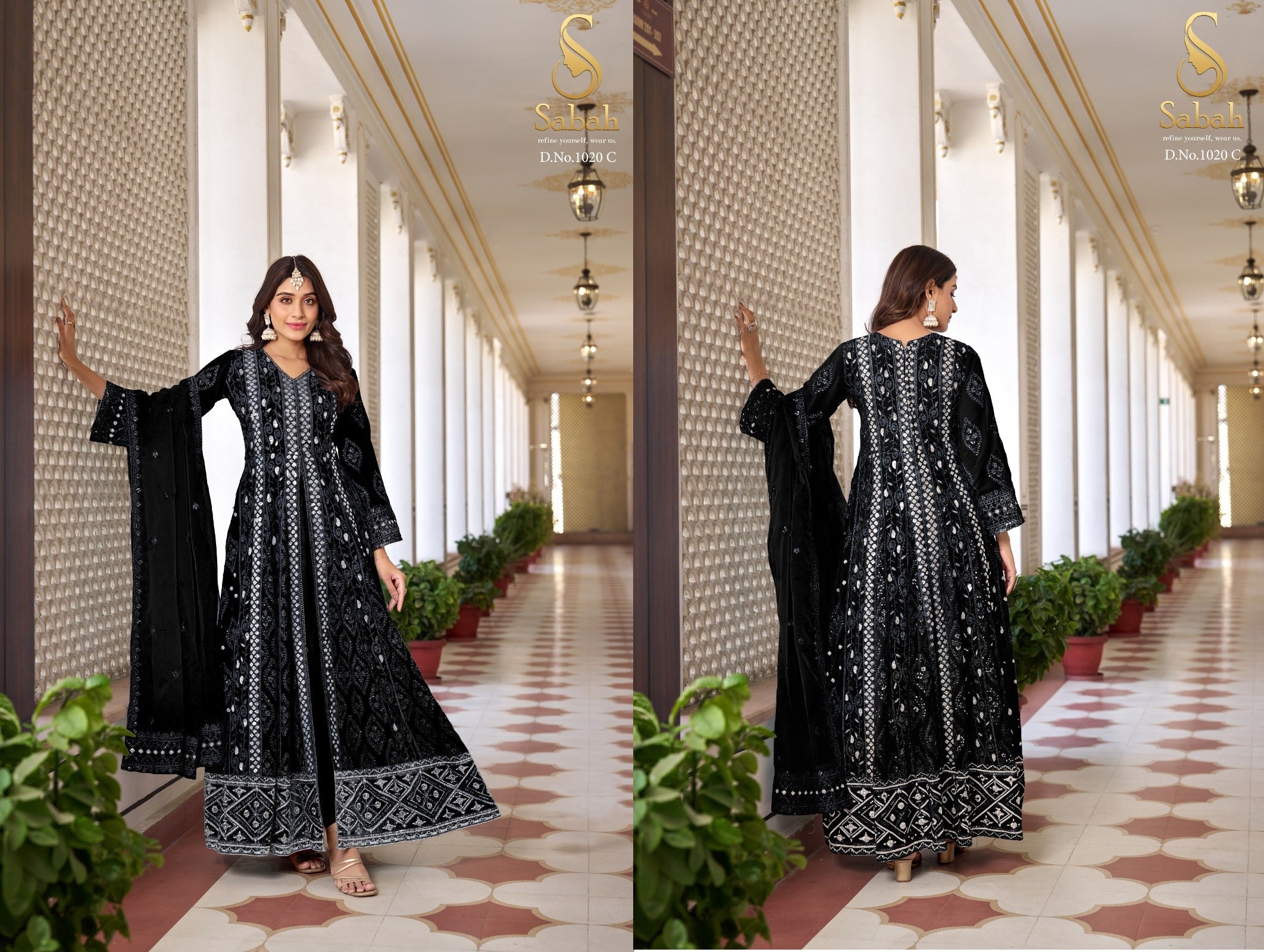 1020C Ruhani Sabah Unstitched Suits – Heriska