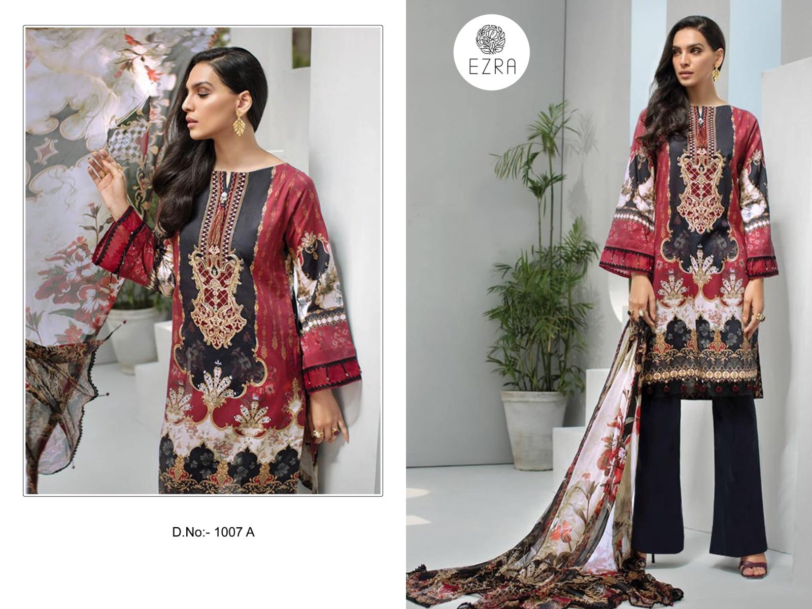 1007A Ezra Embroidery Pakistani Patch Suits – Heriska
