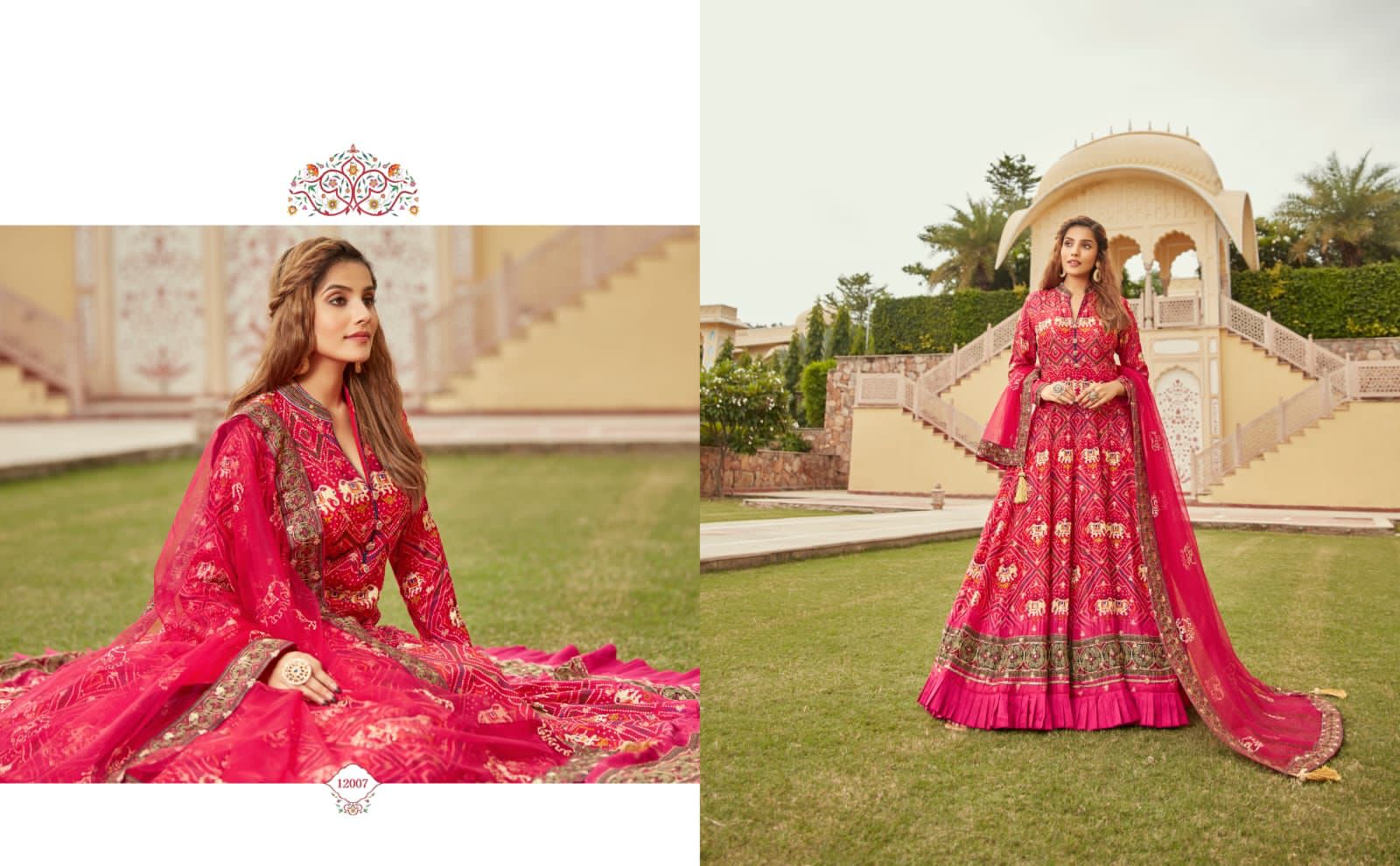 12007 Gajgamini Virasat Gown Dupatta Set – Heriska