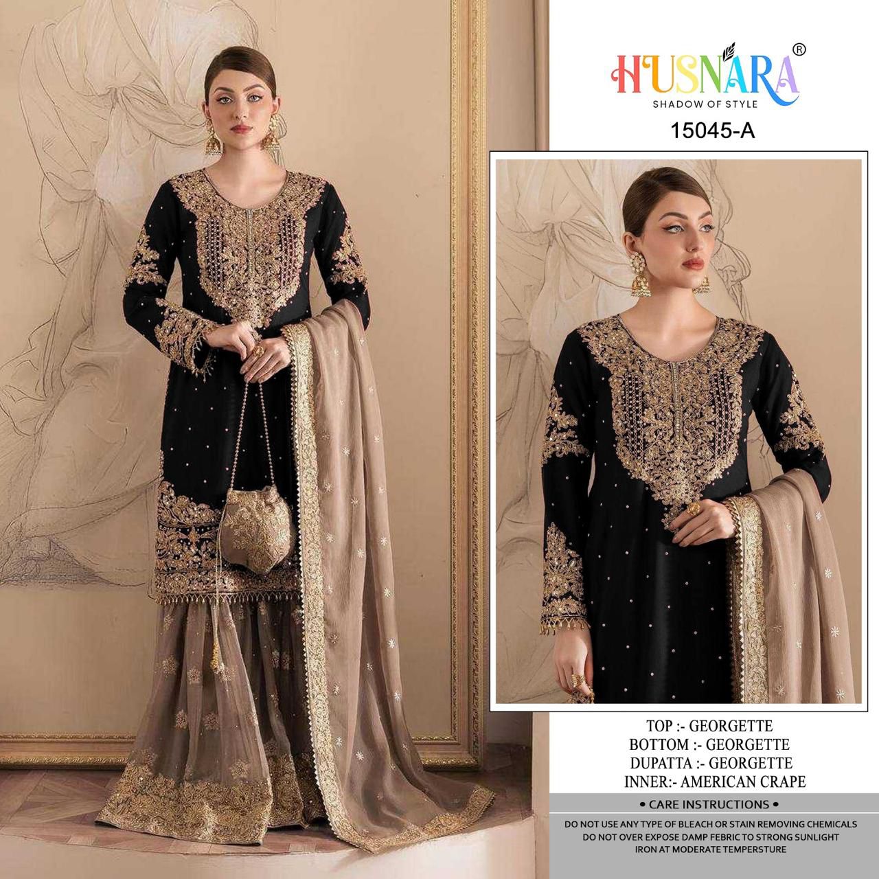 15045A Husnara Embroidery Work Pakistani Readymade Suits – Heriska