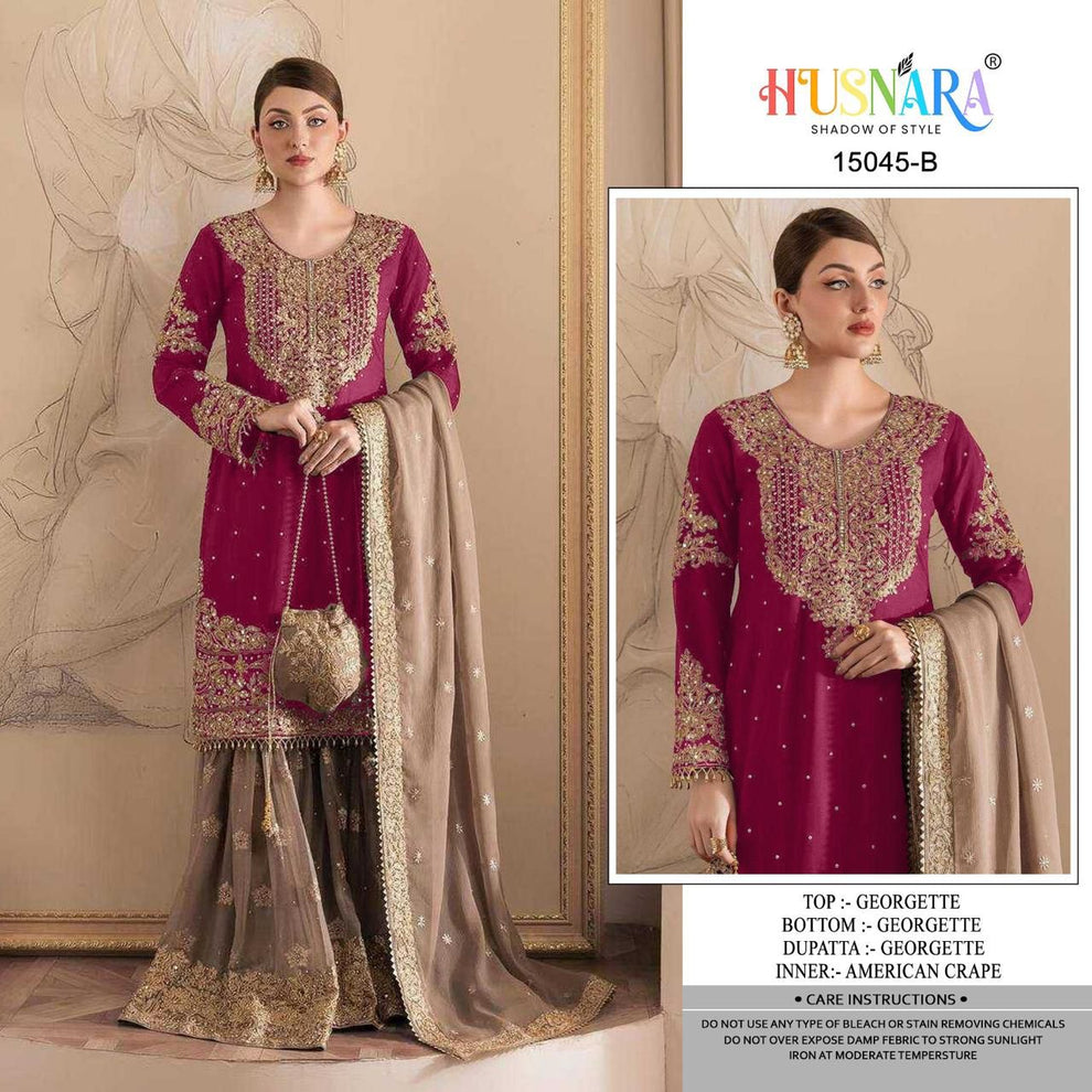 15045B Husnara Embroidery Work Pakistani Readymade Suits – Heriska