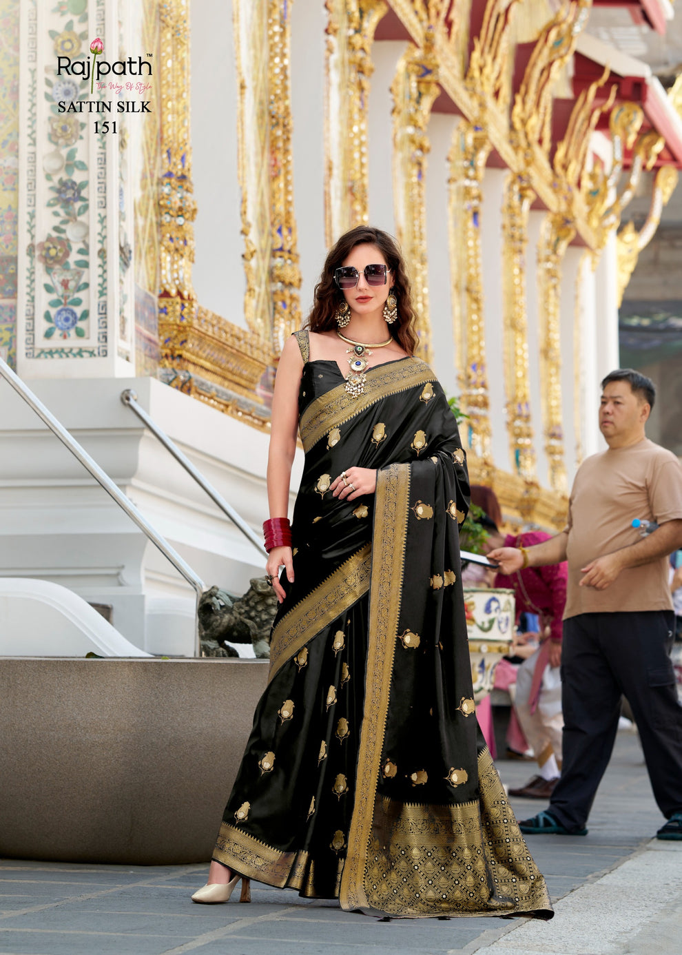 151 White Rose Rajpath Satin Silk Sarees – Heriska