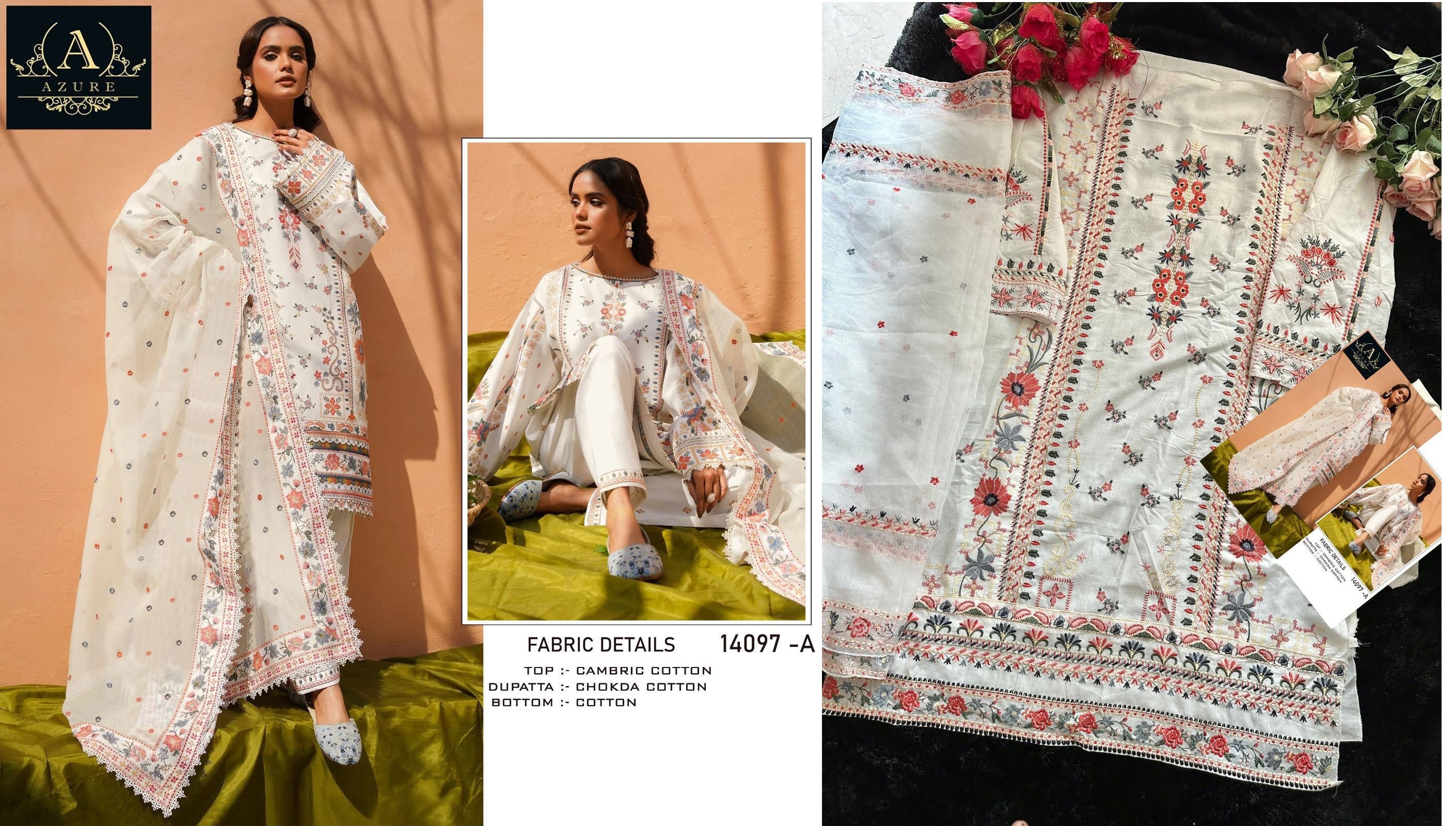 14097A Azure Pakistani Salwar Suits – Heriska
