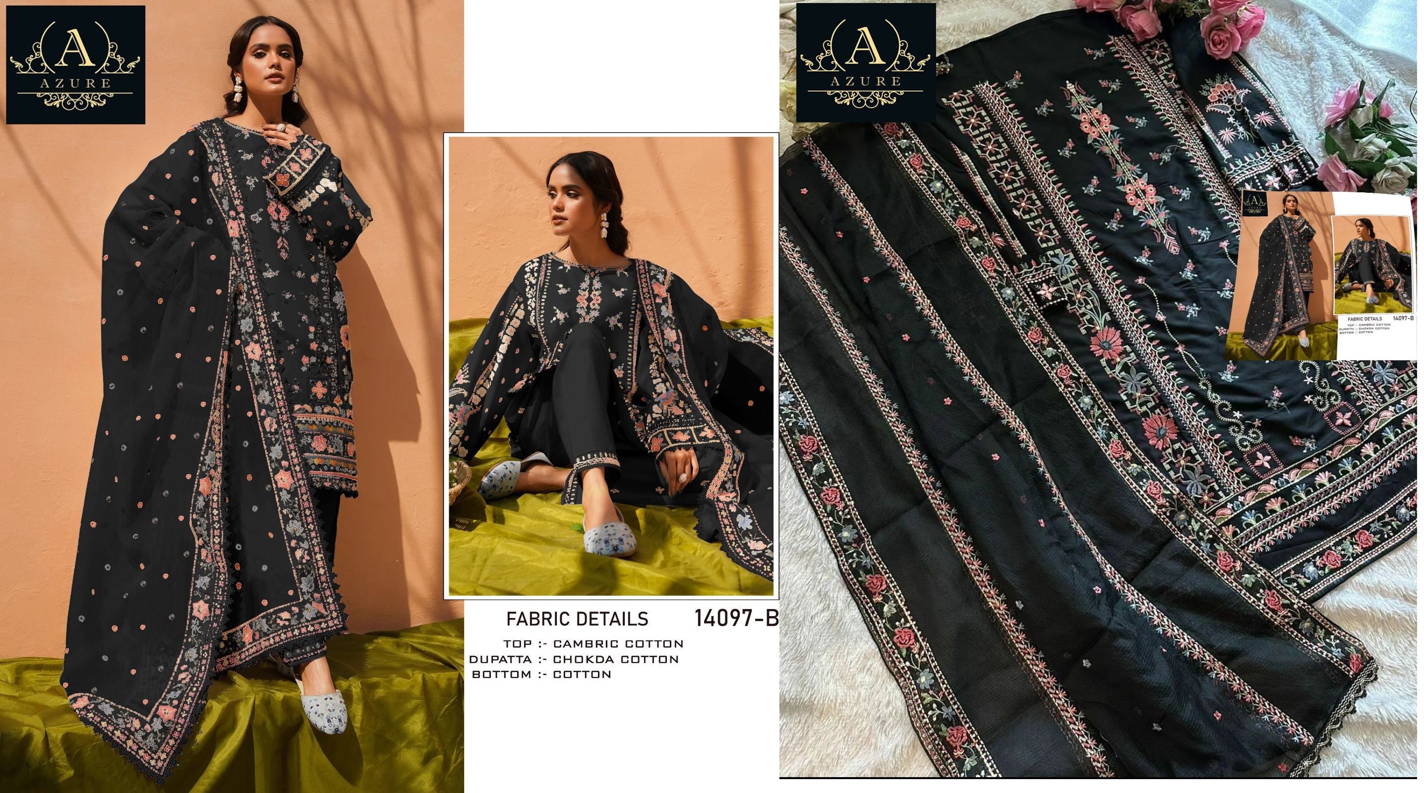 14097B Azure Pakistani Salwar Suits – Heriska