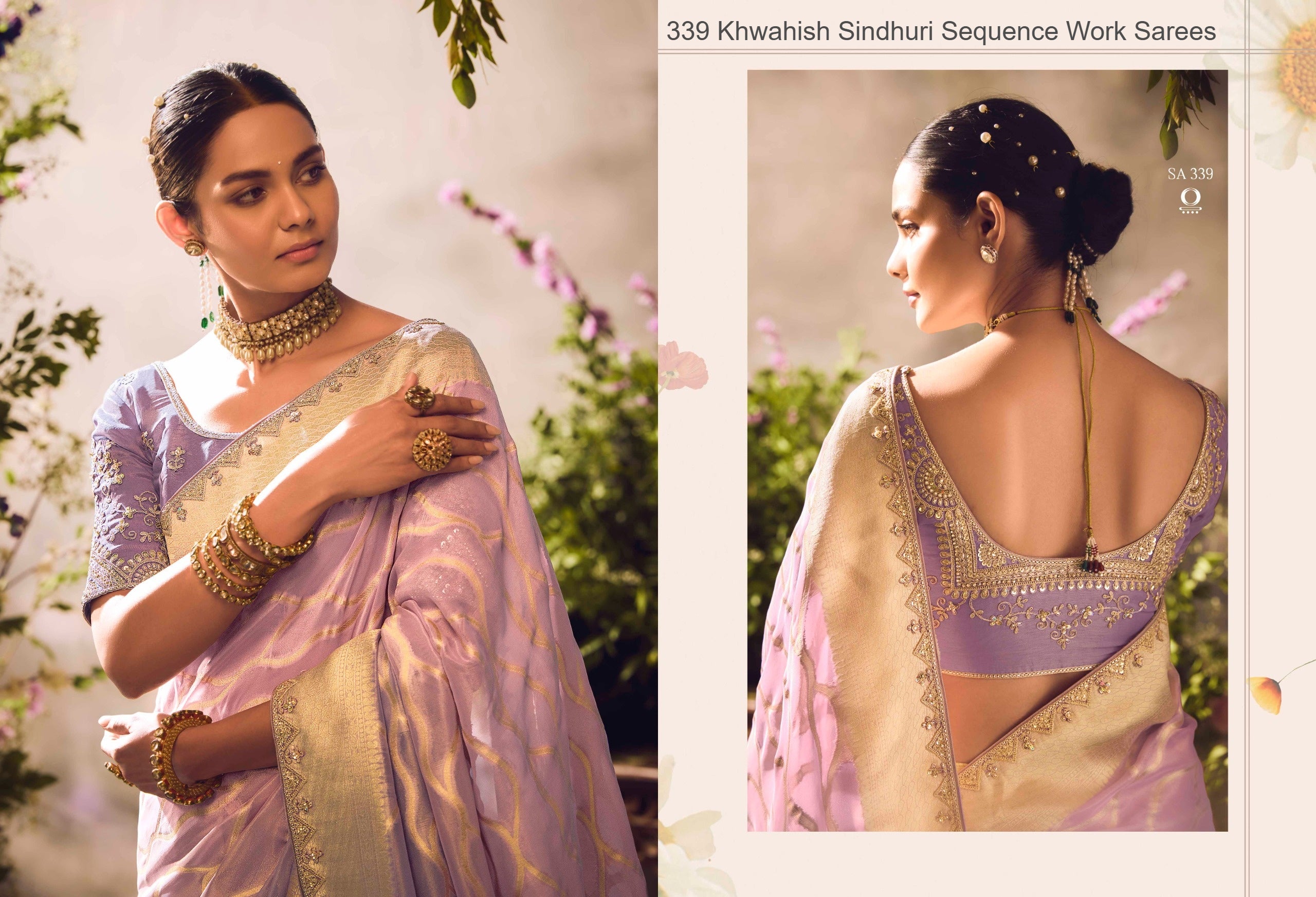 339 Khwahish Sindhuri Sequence Work Sarees – Heriska