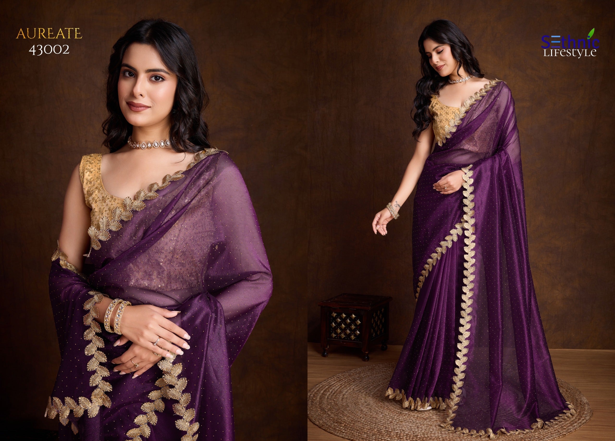 43002 Aureate Sethnic Cutwork Sarees – Heriska