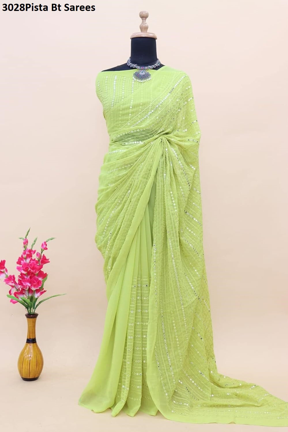 3028Pista Bt Sarees – Heriska