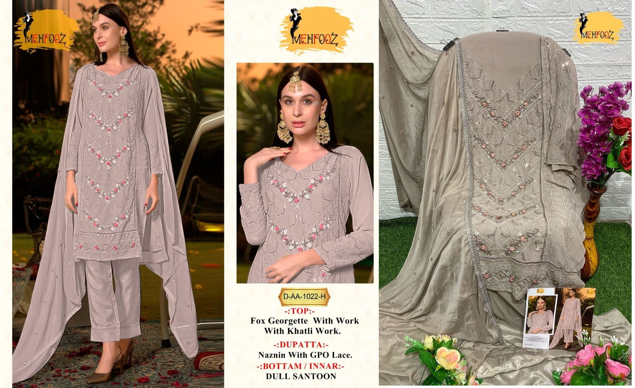 1022H Mehfooz Pakistani Salwar Suits – Heriska