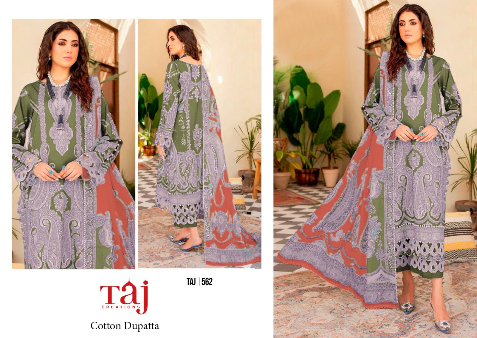 562 Taj Creations Embroidered Pakistani Patch Suits – Heriska