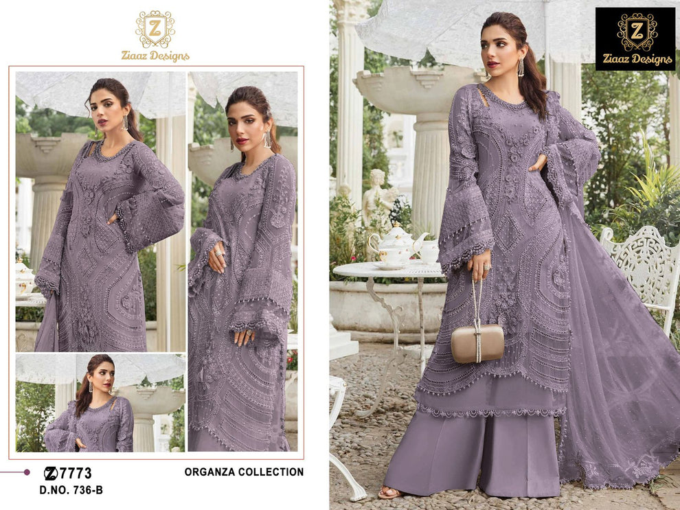 736B Ziaaz Designs Moti Lace Pakistani Salwar Suits – Heriska