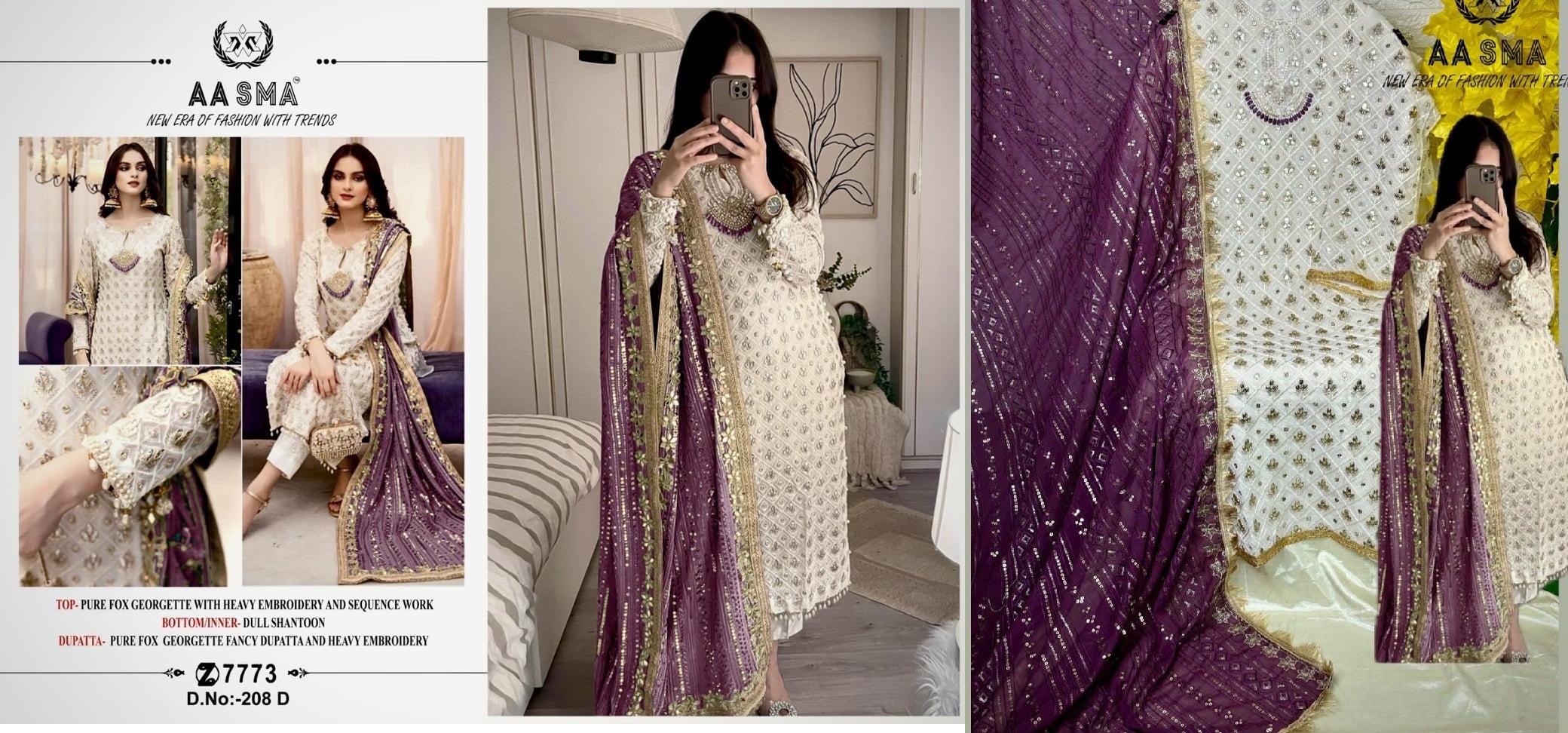 208D Aasma Pakistani Salwar Suits – Heriska