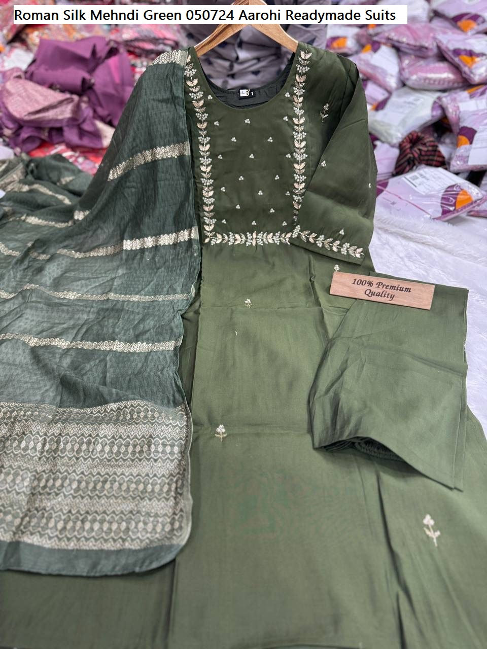 Roman Silk 050724 Mehndi Aarohi Readymade Suits – Heriska