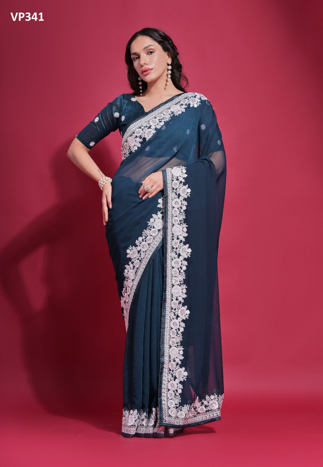 Vp341 Sundari White Fashion Berry Sarees – Heriska