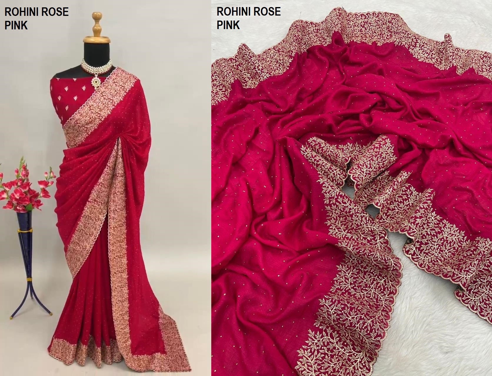Rohini Rose Pink Bt Sarees – Heriska