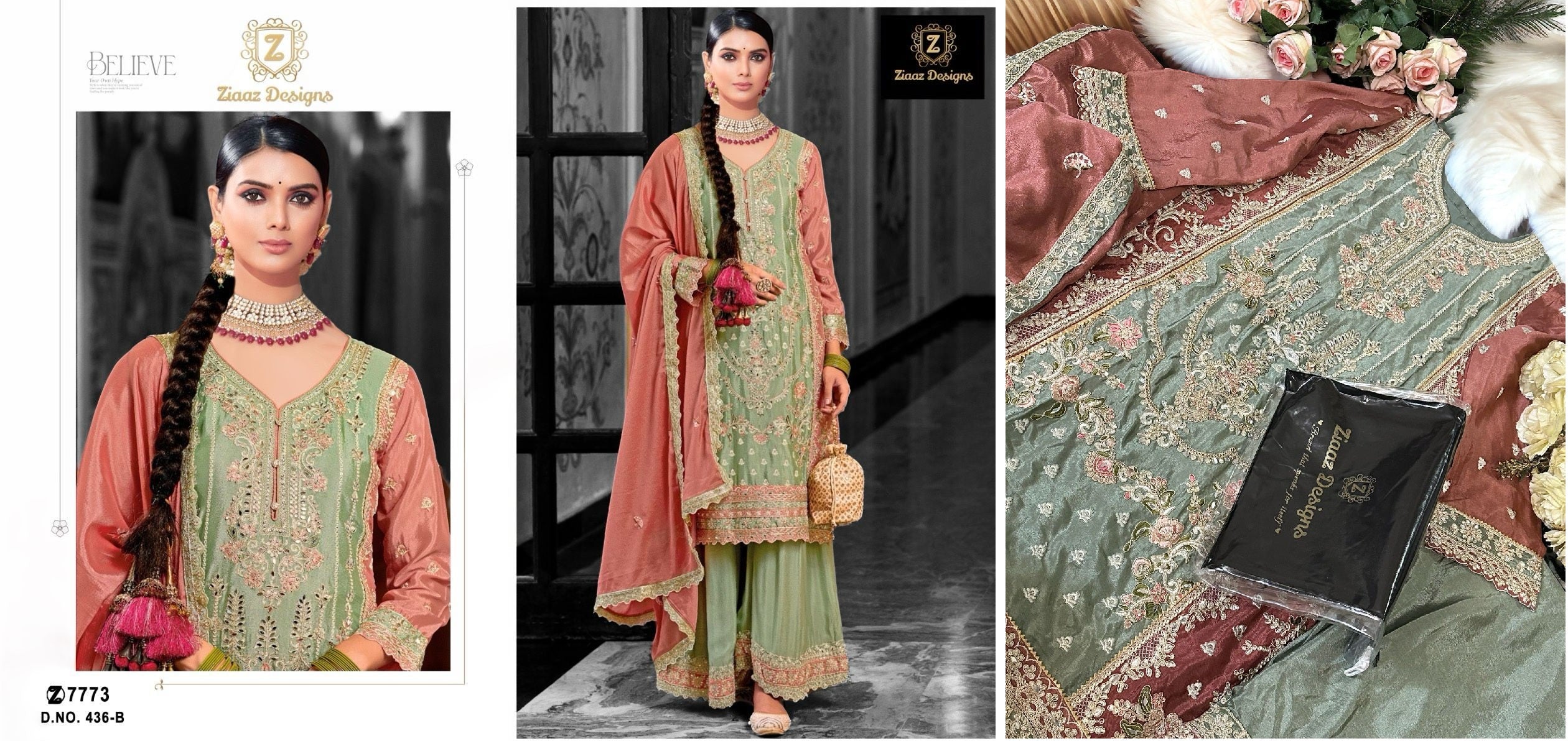 436B Ziaaz Designs Pakistani Salwar Suits – Heriska
