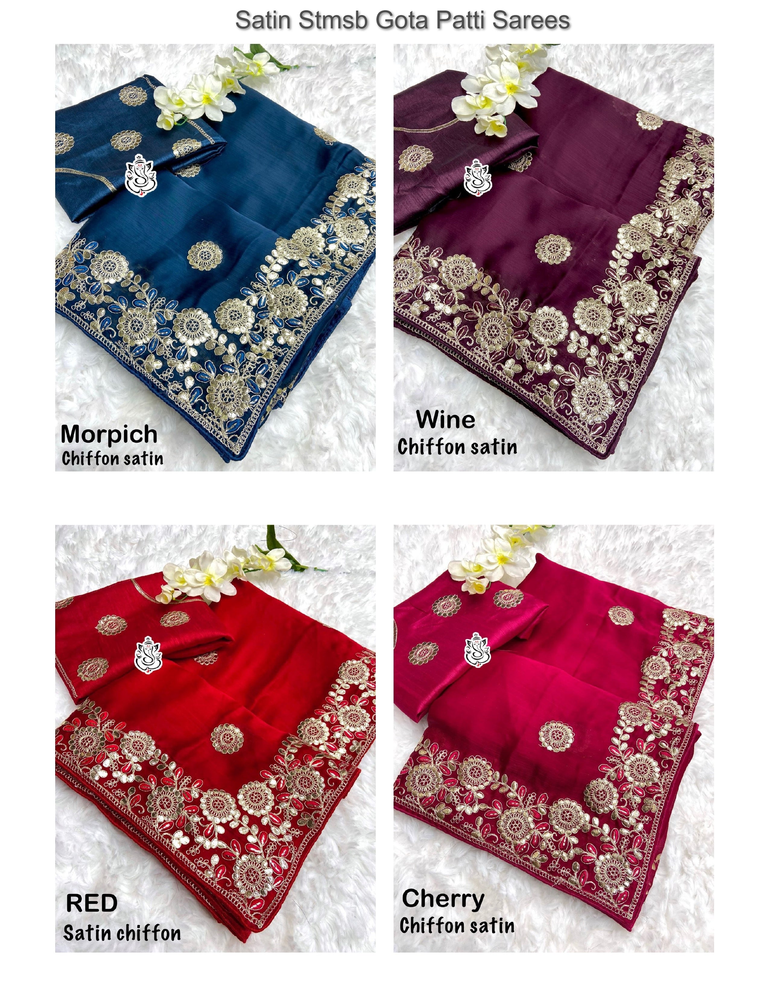 Satin Stmsb Gota Patti Sarees – Heriska